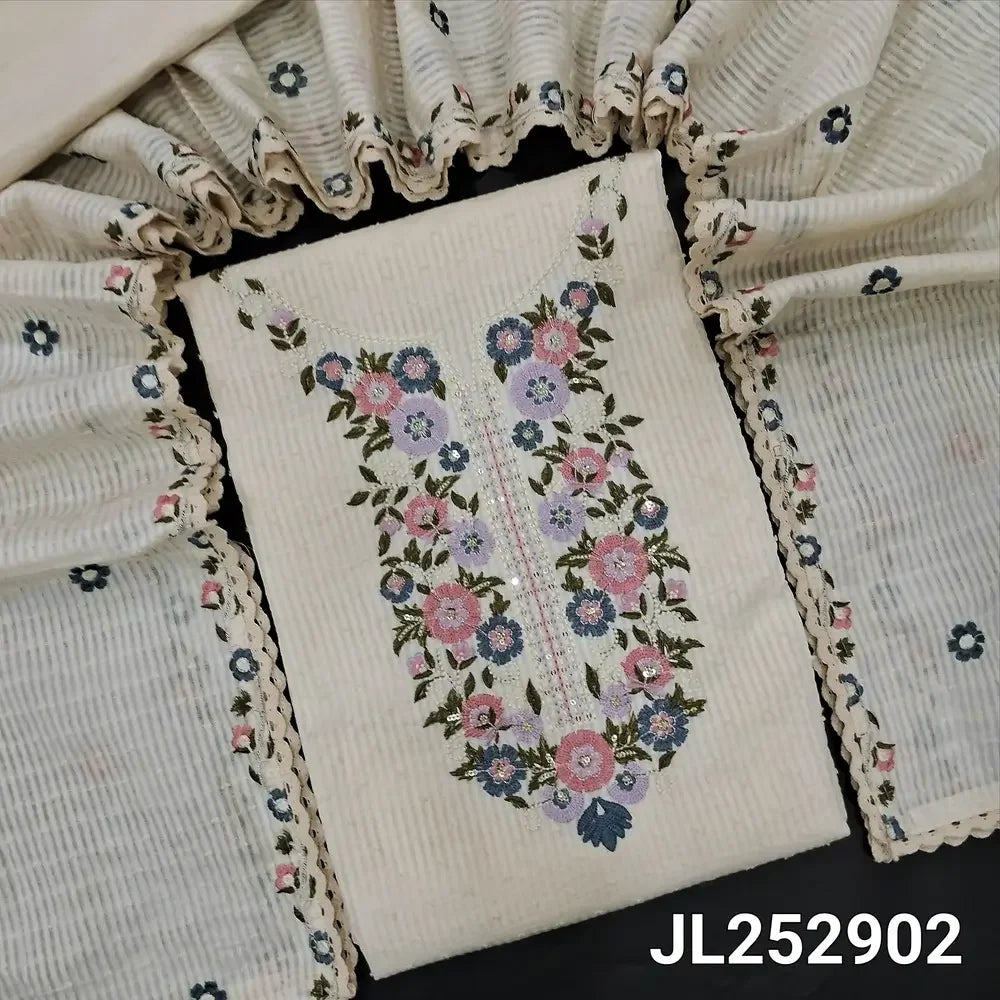 Half white jakard cotton salwar material jl252902-Neidhal
