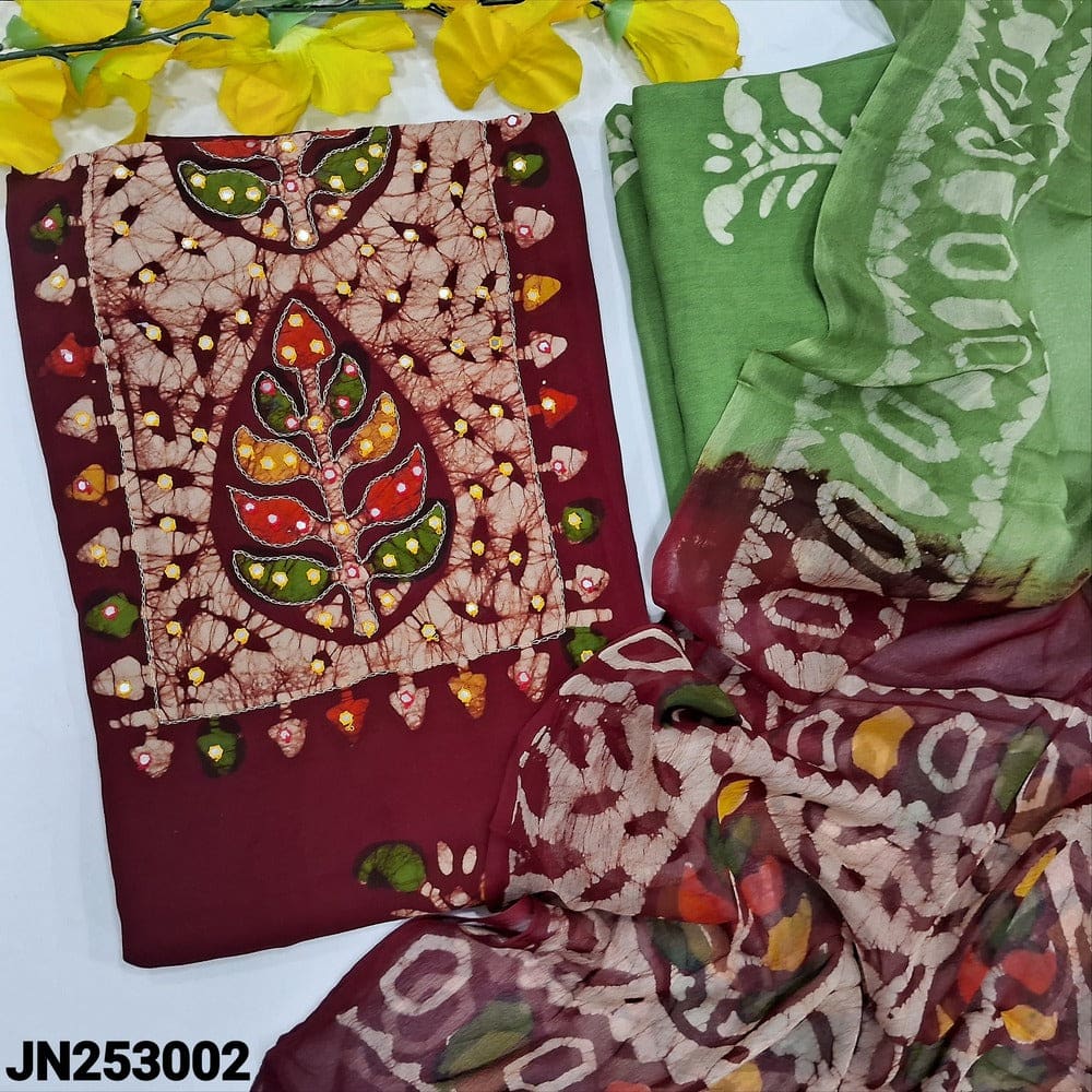 Maroon wax batik modal cotton salwar material jn253002-Neidhal
