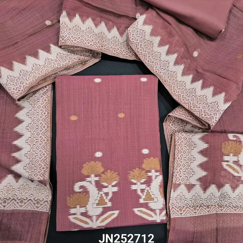 Pink jamdani woven silk cotton salwar material jn252712-Neidhal