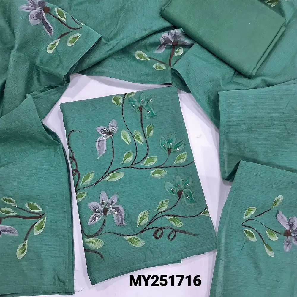 Teal blue slub silk cotton salwar material my251716-Neidhal